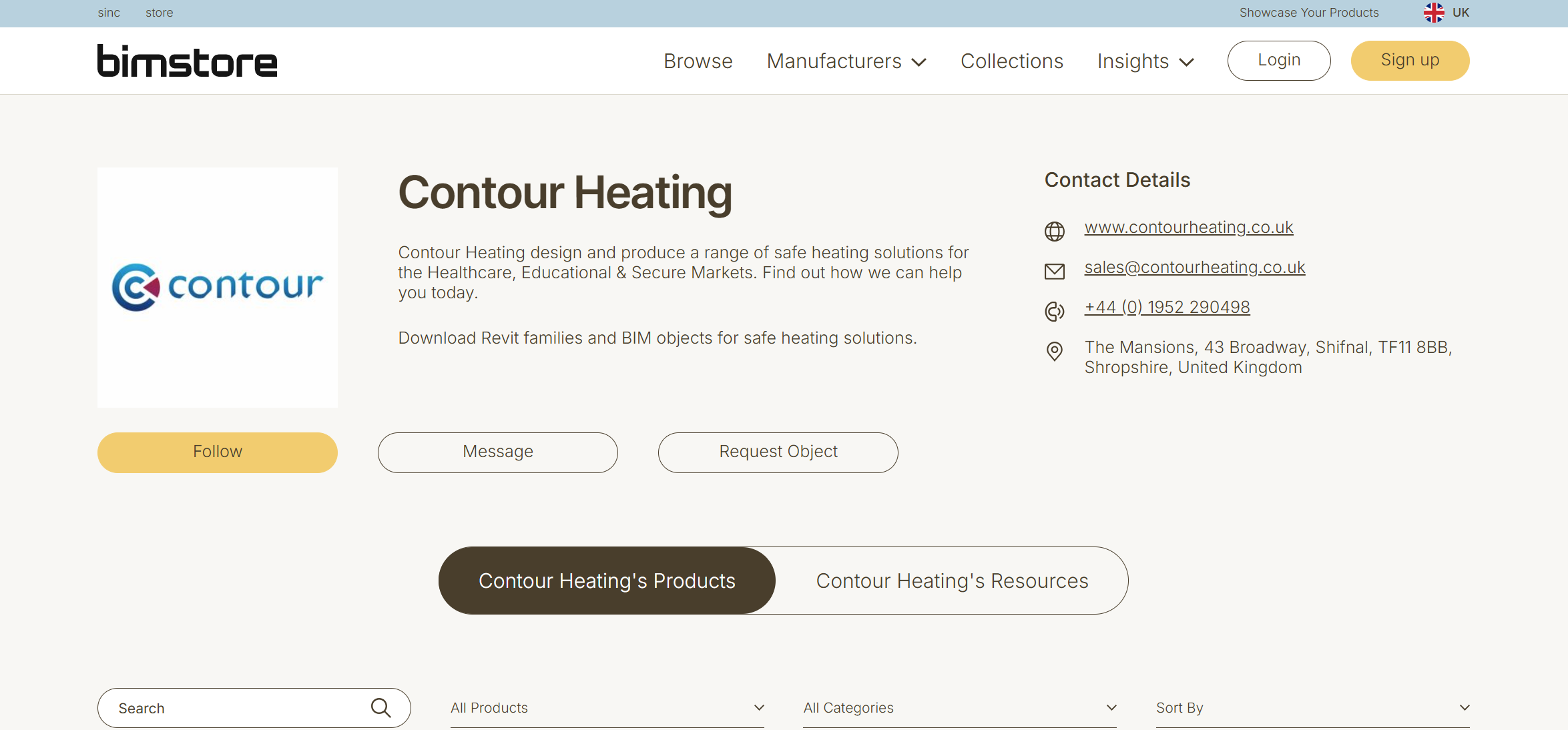 Contour Heating on NBS Source & BimStore | Specification Resources
